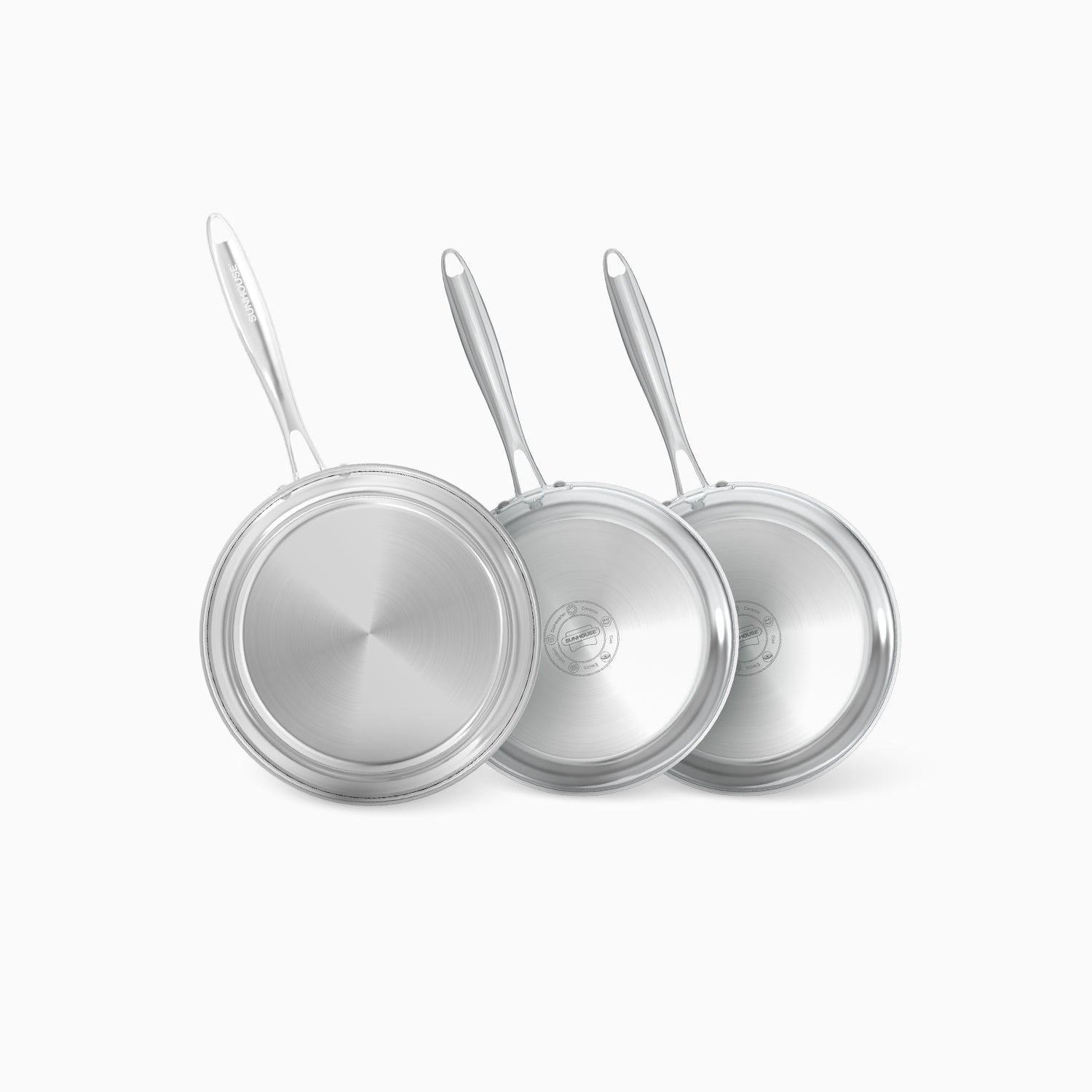 Tri-Ply Stainless Steel Frying Pan Set, 3 Piece Set | Sunhouse Global